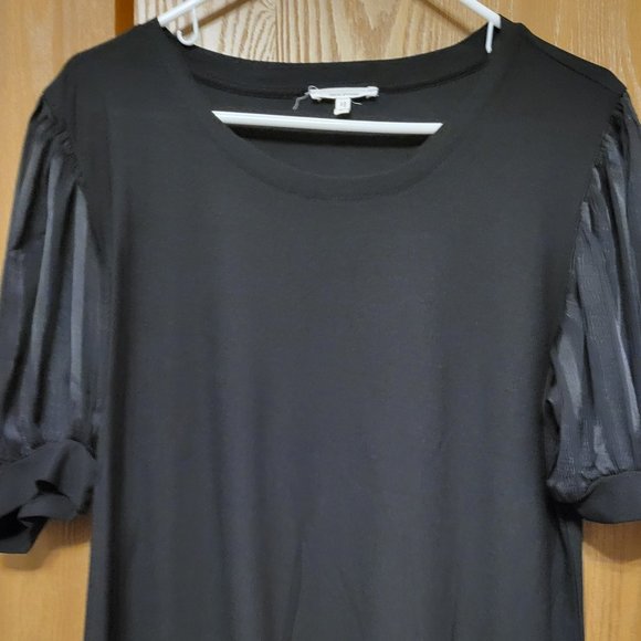 Maurices | Tops | Black Shirt With Design See Through Poofy Sleeves | Poshmark